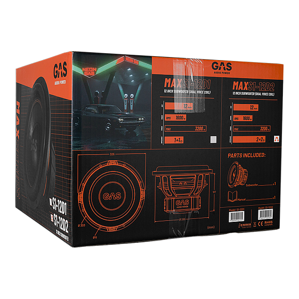 GAS MAX Level 2 Subwoofer 12" 2x2 Ohm | Audio4cars